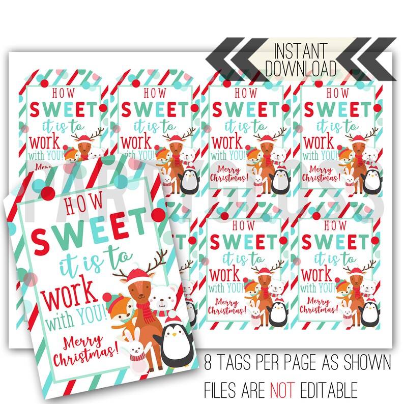 Christmas Staff Gift Printable Tag | Christmas Coworker Tag | Classic ...