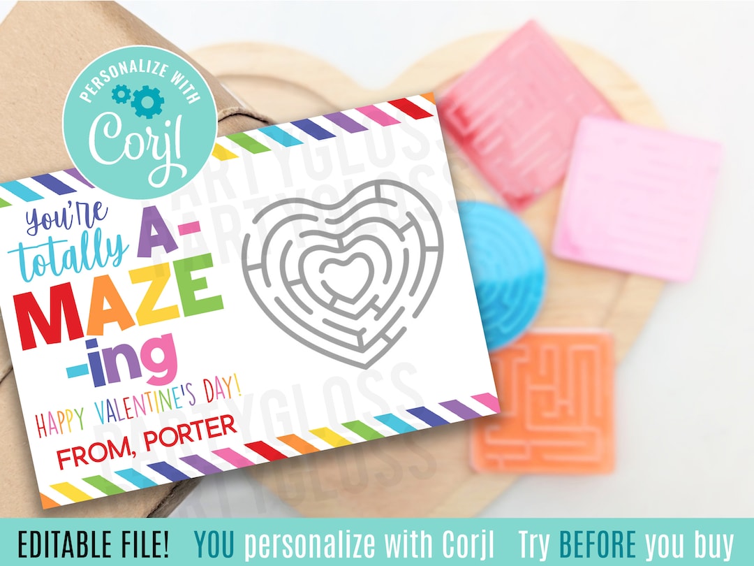 Editable Amazing Valentine's Day Printable Tags Maze Valentine Class ...