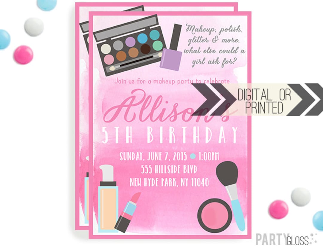 Makeup Birthday Invitation | Digital or Printed | Dress up Party ...