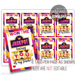 Jackpot Teacher Appreciation Lottery Ticket Gift Tags, Back to School ...