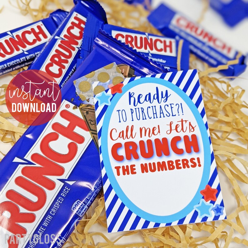 Crunch the Numbers Printable Tag Printable Crunch Tags | Etsy