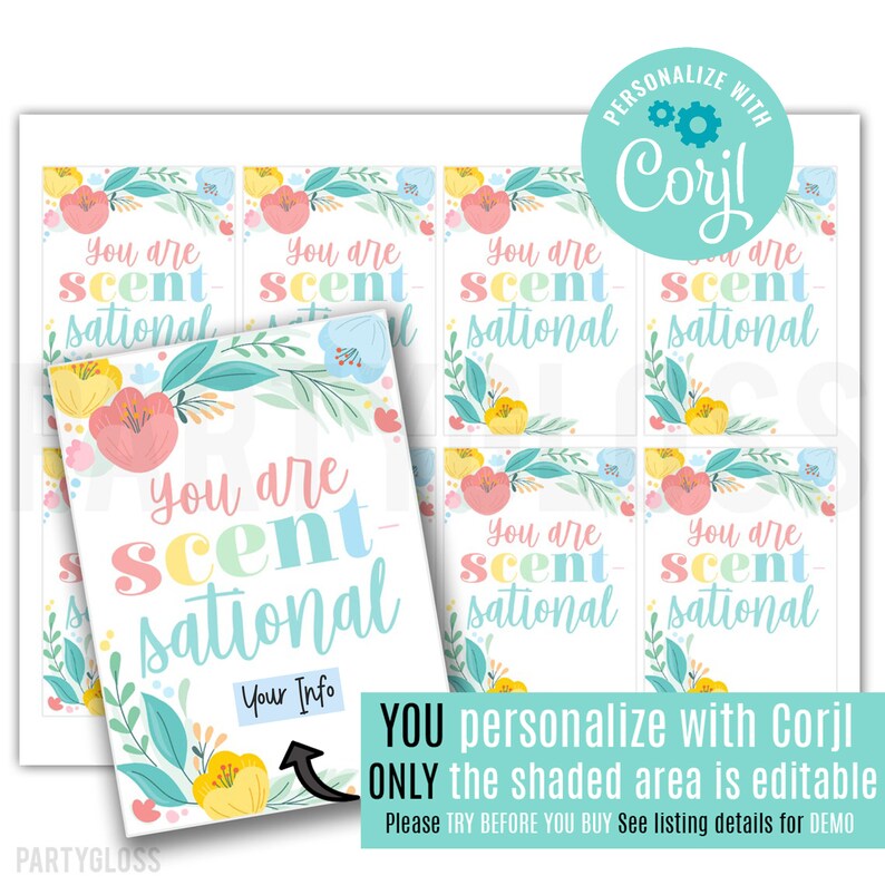 Editable Scent-sational Printable Gift Tags, Appreciation Floral Theme ...