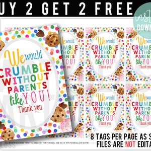 Parent Appreciation Printable Tags Cookie Tag Gift for Volunteers ...