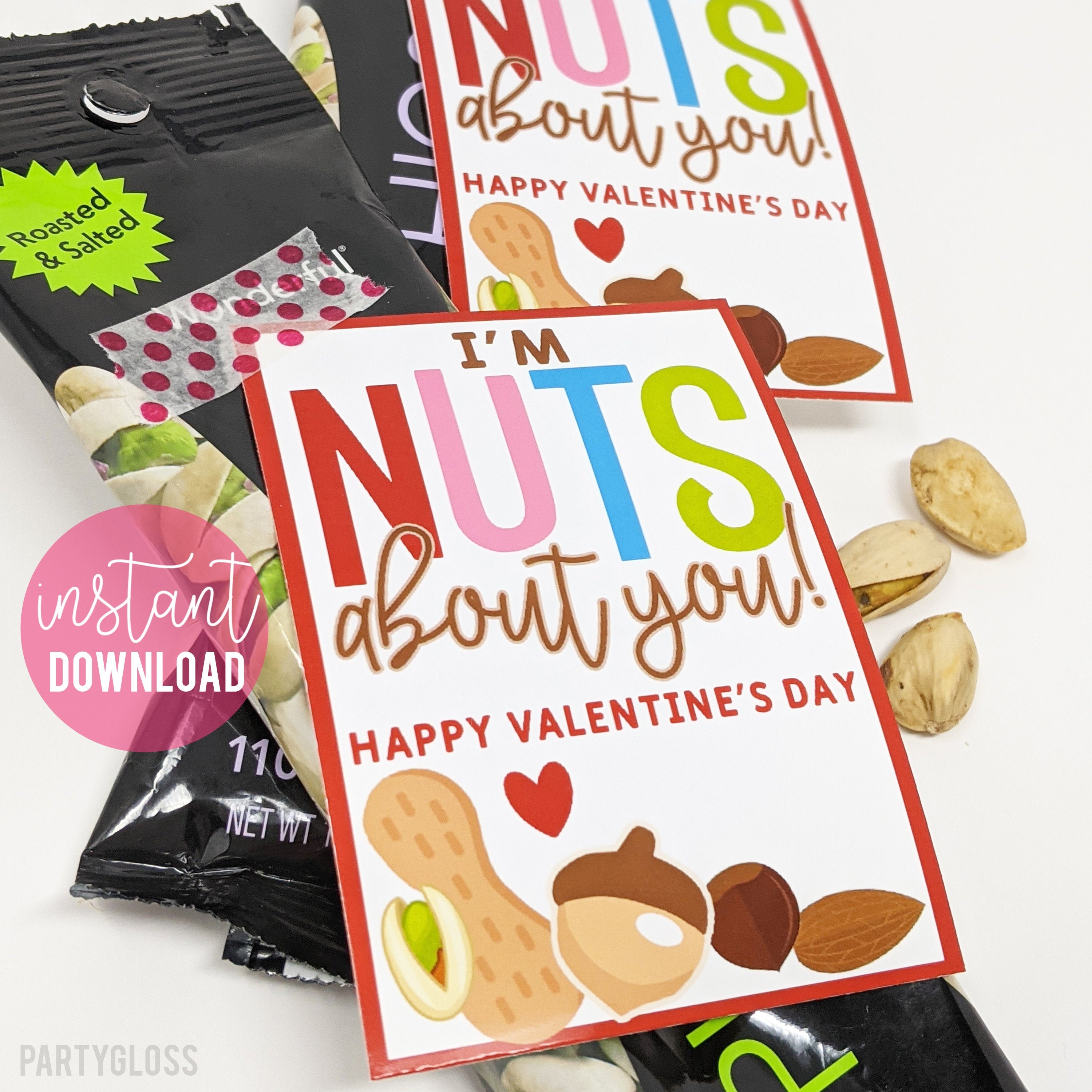 Nuts About You Valentine's Day Printable Tags Nut Valentine Healthy ...
