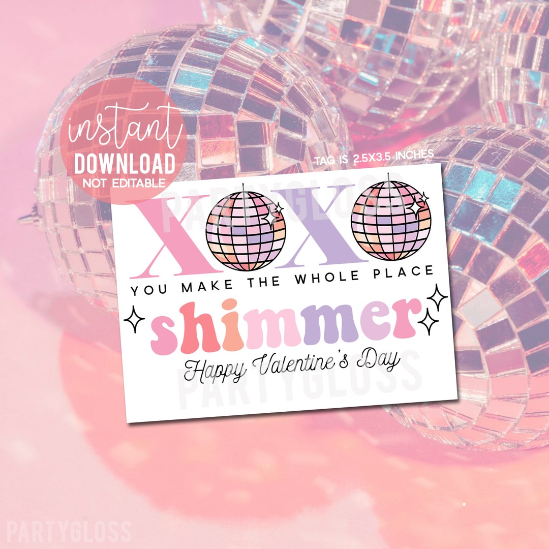 Shimmer Disco Ball Valentine's Day Printable Tag, Disco Aesthetic ...