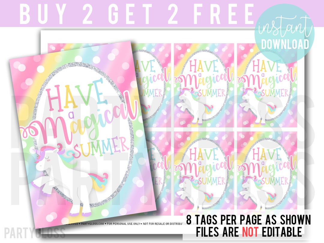 Unicorn End of Year Printable Tags Have A Magical Summer Vacation Gift ...