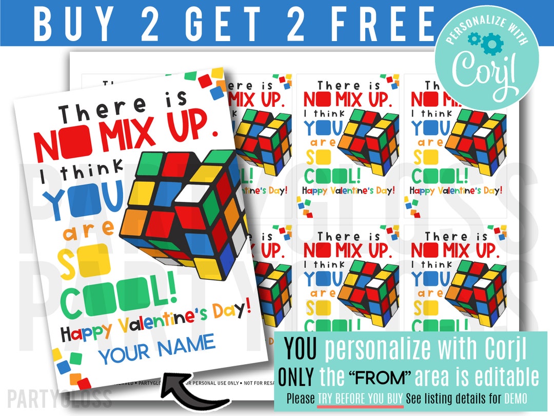 Editable Puzzle Cube Valentine's Day Printable Tags - Etsy