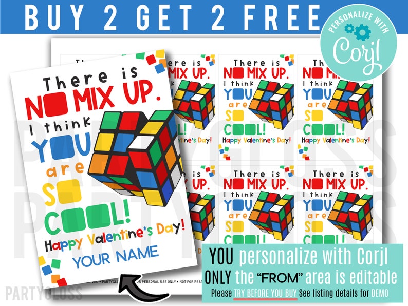 Editable Puzzle Cube Valentine's Day Printable Tags Valentine ...