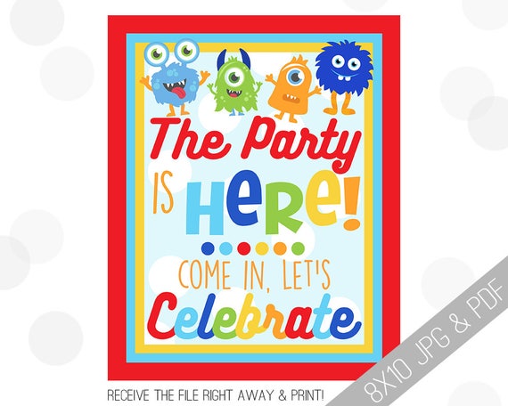 Monster Party Printables Monster Welcome Sign Door Sign - Etsy