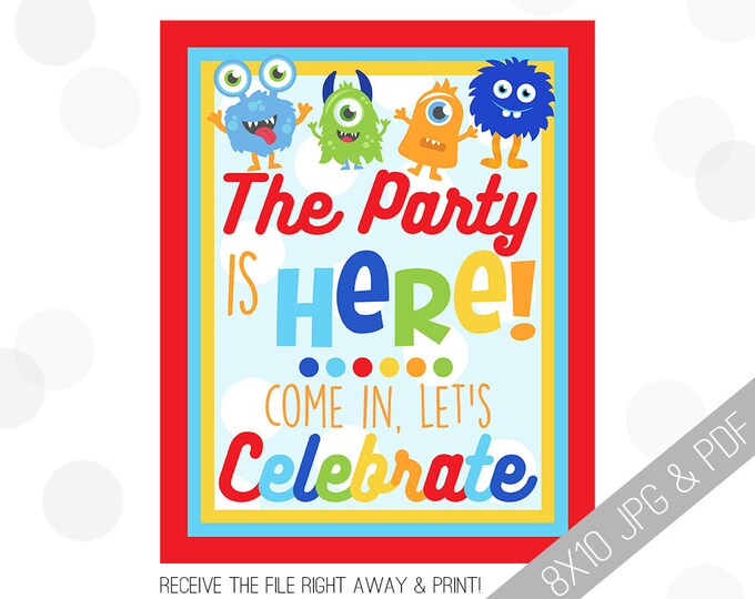Editable Monsters Welcome Sign Instant Download Baby Monster Welcome ...