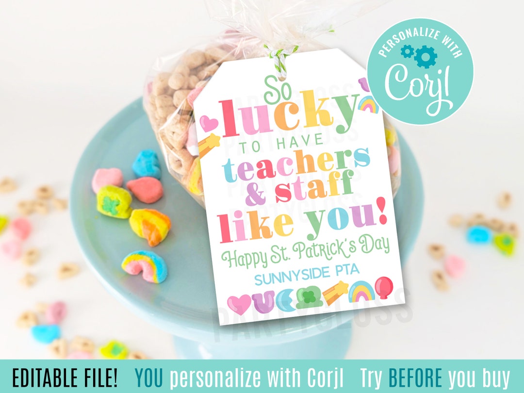 Editable Teachers & Staff Appreciation St. Patrick's Day Printable Tags ...