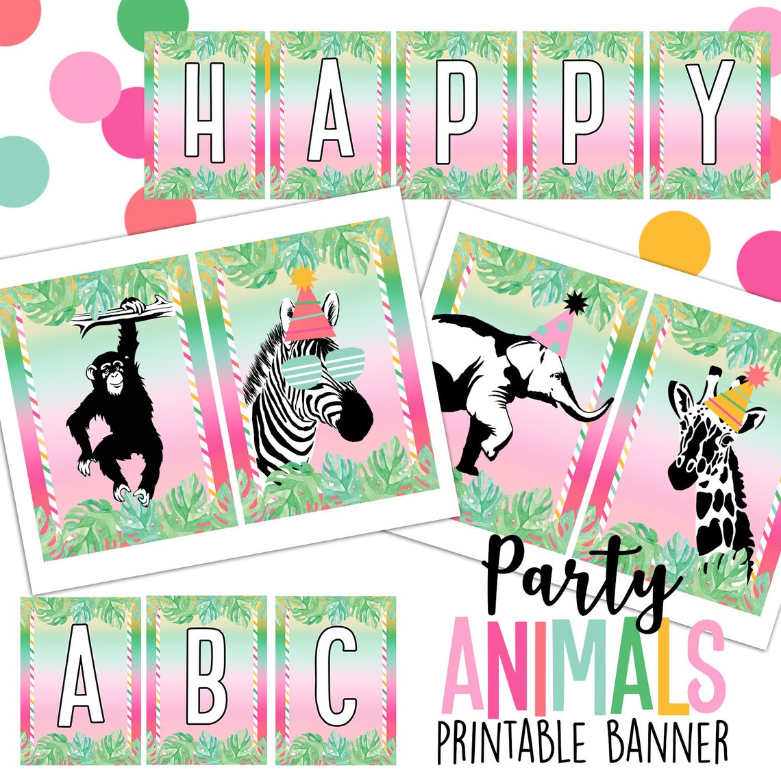 Party Animals Printable Banner Instant Download Party - Etsy