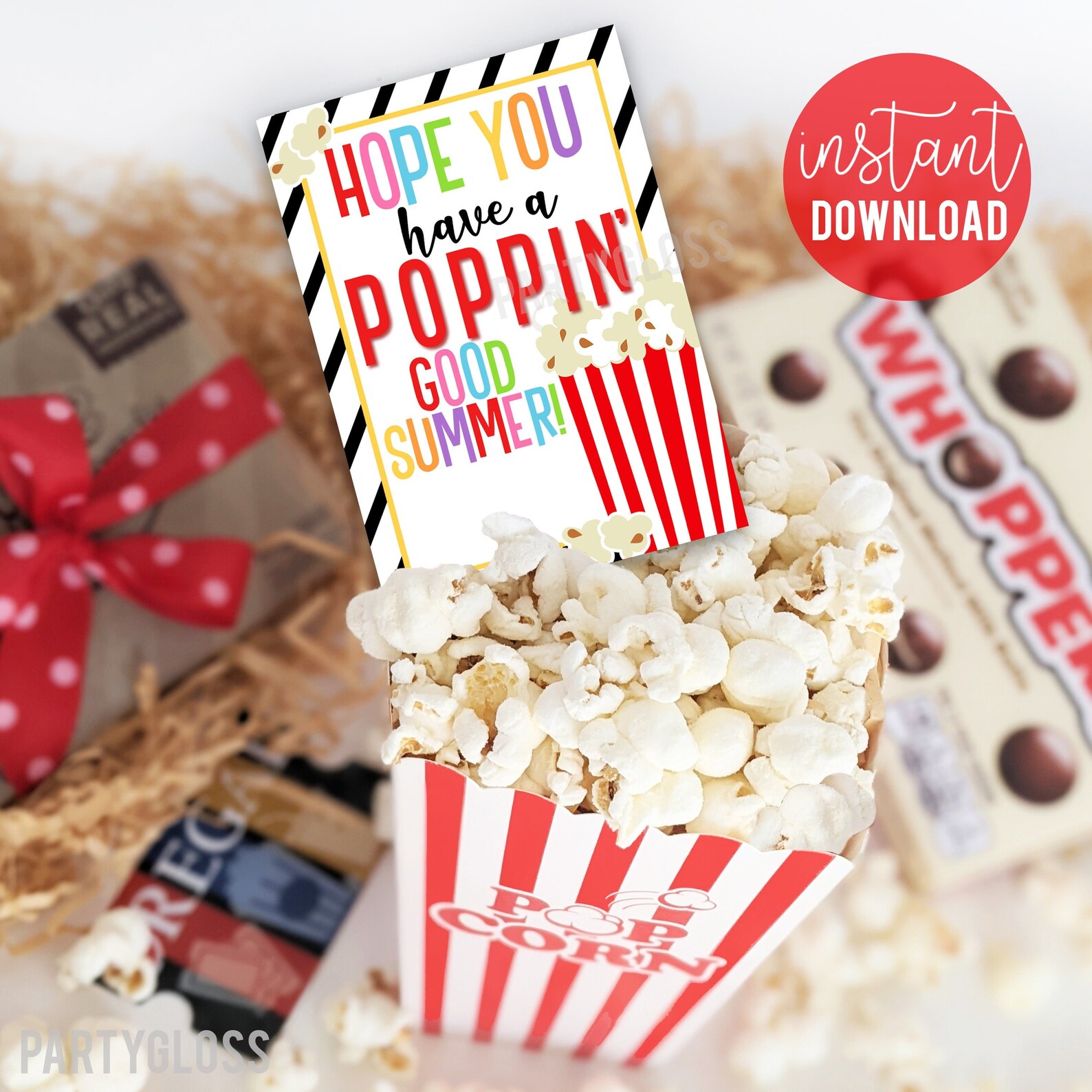 End of the Year Printable Tag Popcorn Printable | Etsy