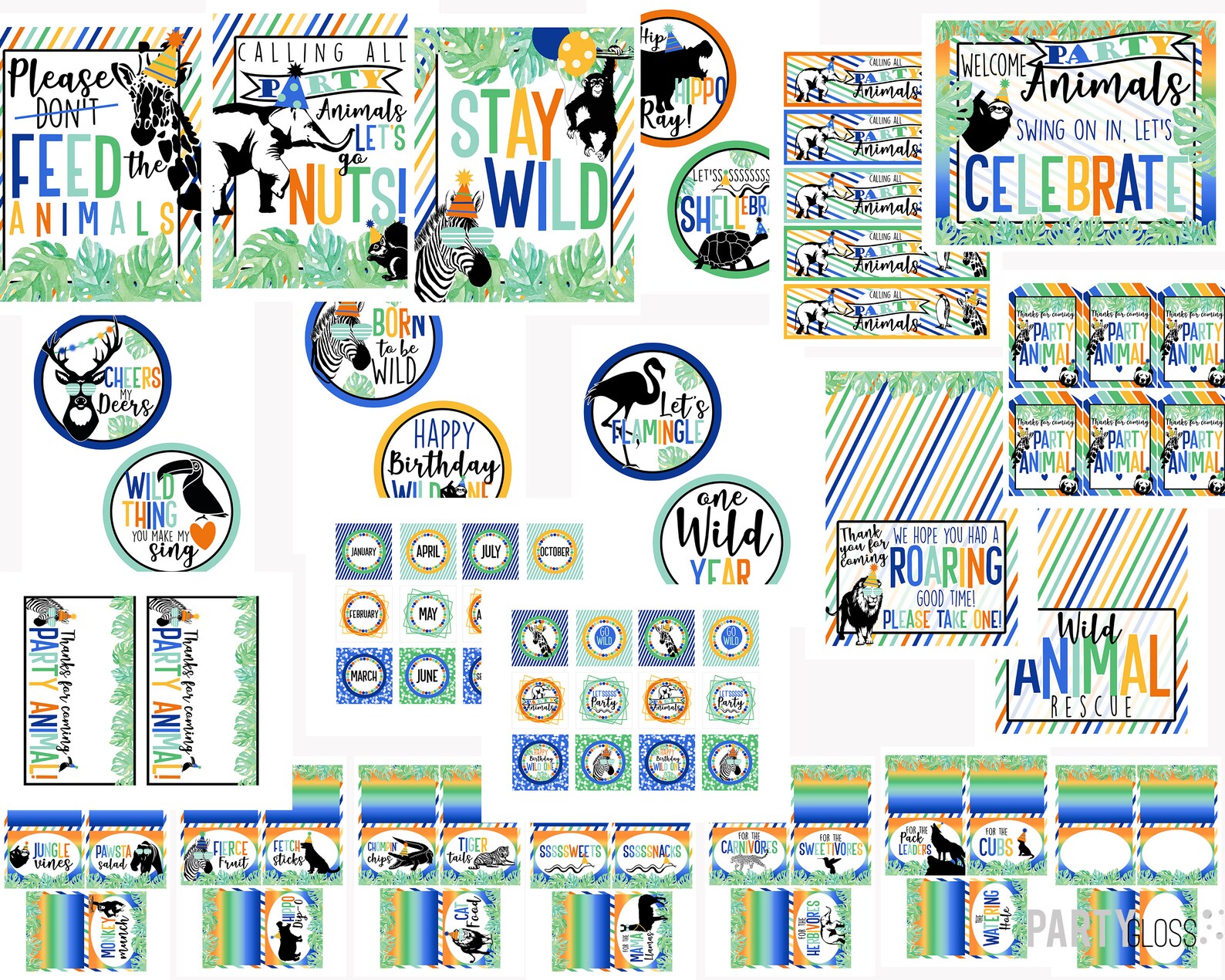 Party Animals Instant Download Birthday Party Package | Party Animal ...