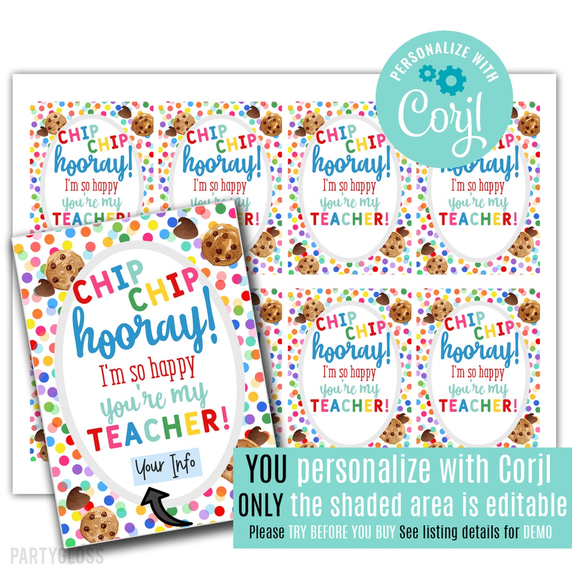 Editable Chip Chip Hooray Appreciation Printable Tag | PTO PTA ...