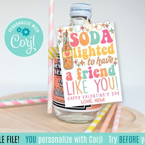 Editable Soda Valentine's Day Printable Tags Pink Crazy Straw PTA ...