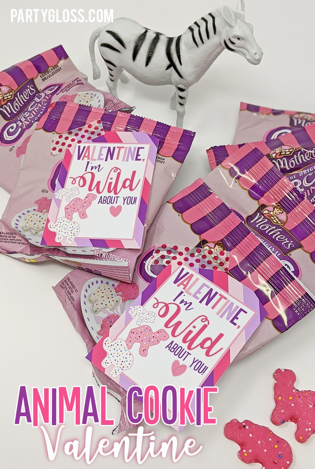 Animal Cookie Valentine's Day Printable Tag Circus | Etsy