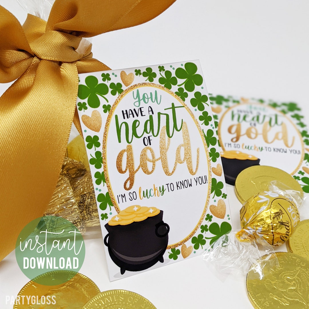 St. Patrick's Day Printable Appreciation Tags, Heart of Gold Gift Tag ...