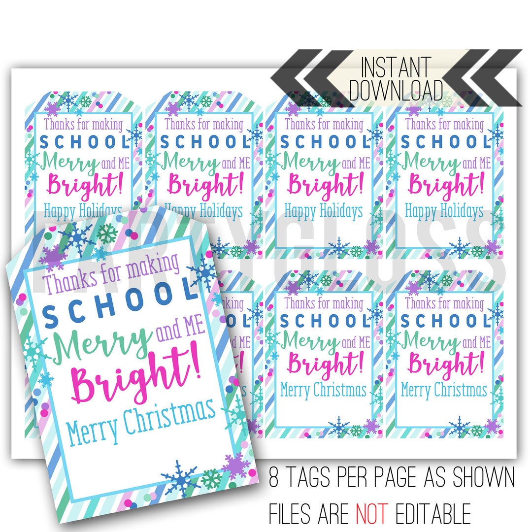 Teacher Christmas Gift Printable Tag Christmas Teacher Tag Holiday ...