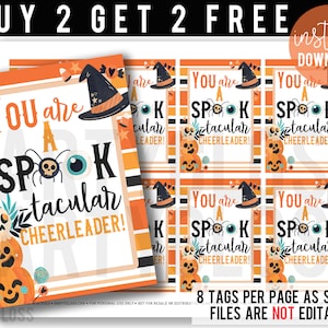 Halloween Cheer Printable Gift Tags, Good Luck Treats Tags Team ...