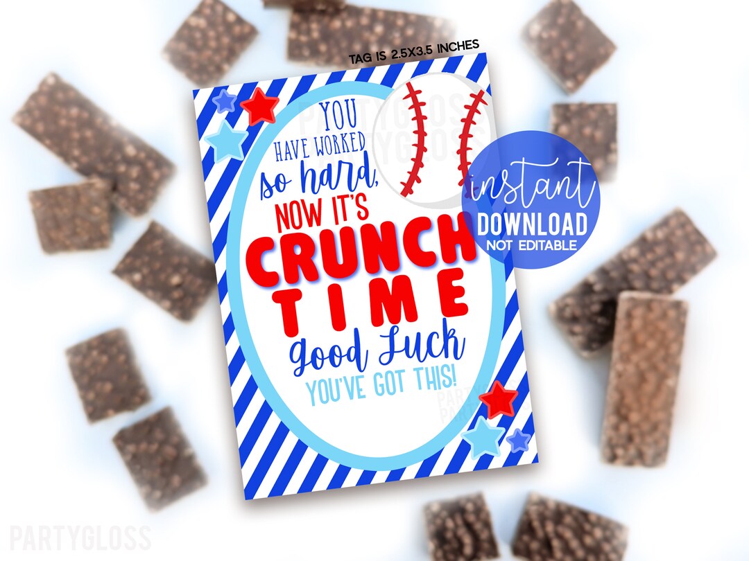 Baseball Crunch Time Good Luck Printable Gift Tags, Chocolate Bar Candy ...