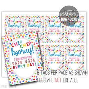 Chip Chip Hooray Appreciation Printable Tag | Printable Cookie Tags ...