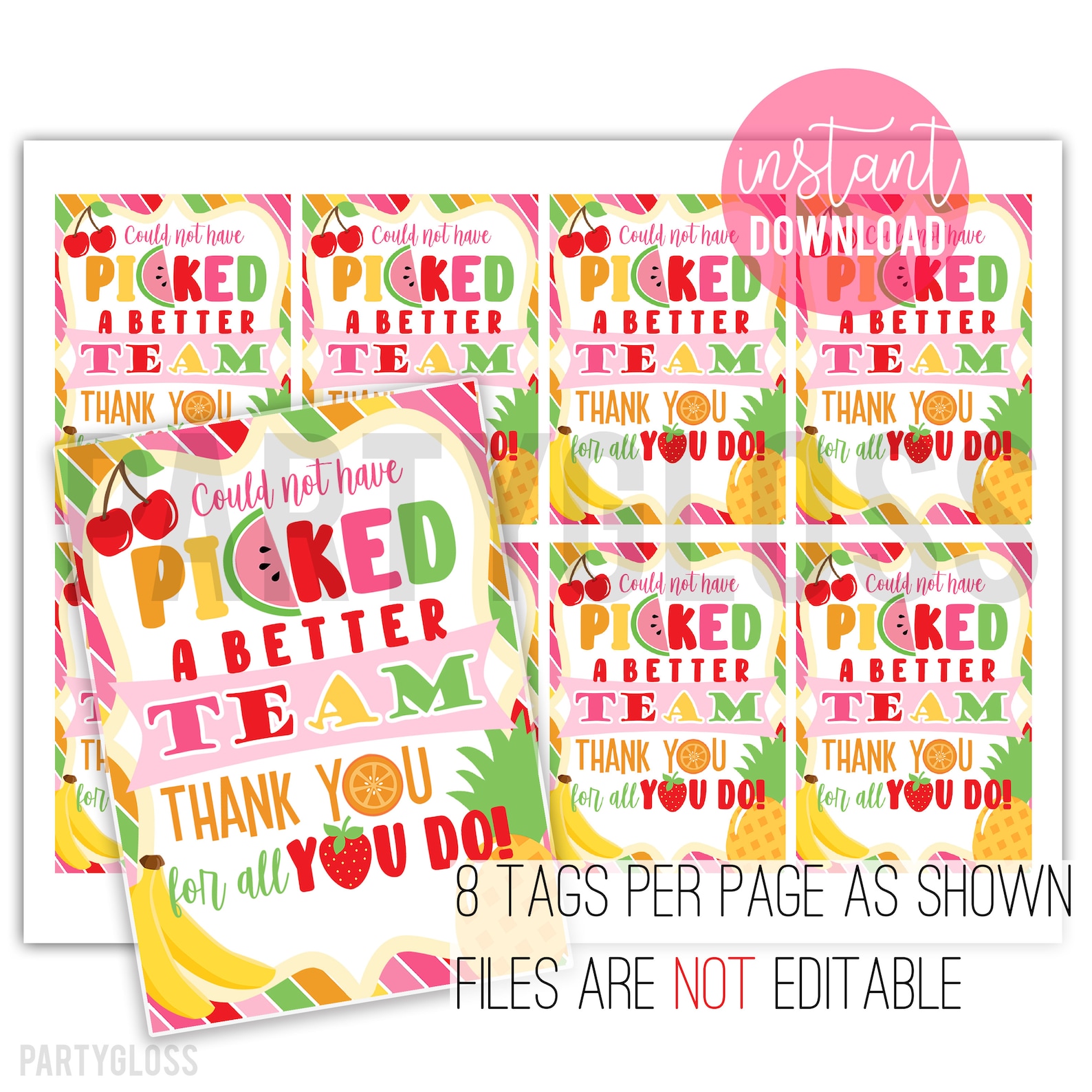 Team Appreciation Printable Tag Staff Thank You Printable | Etsy