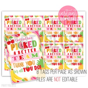 Team Appreciation Printable Tag | Staff Thank You Printable | Fruity ...