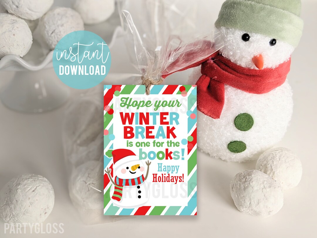 Snowman Snowgirl Winter Break One for the Books Printable Tag, Snowman ...