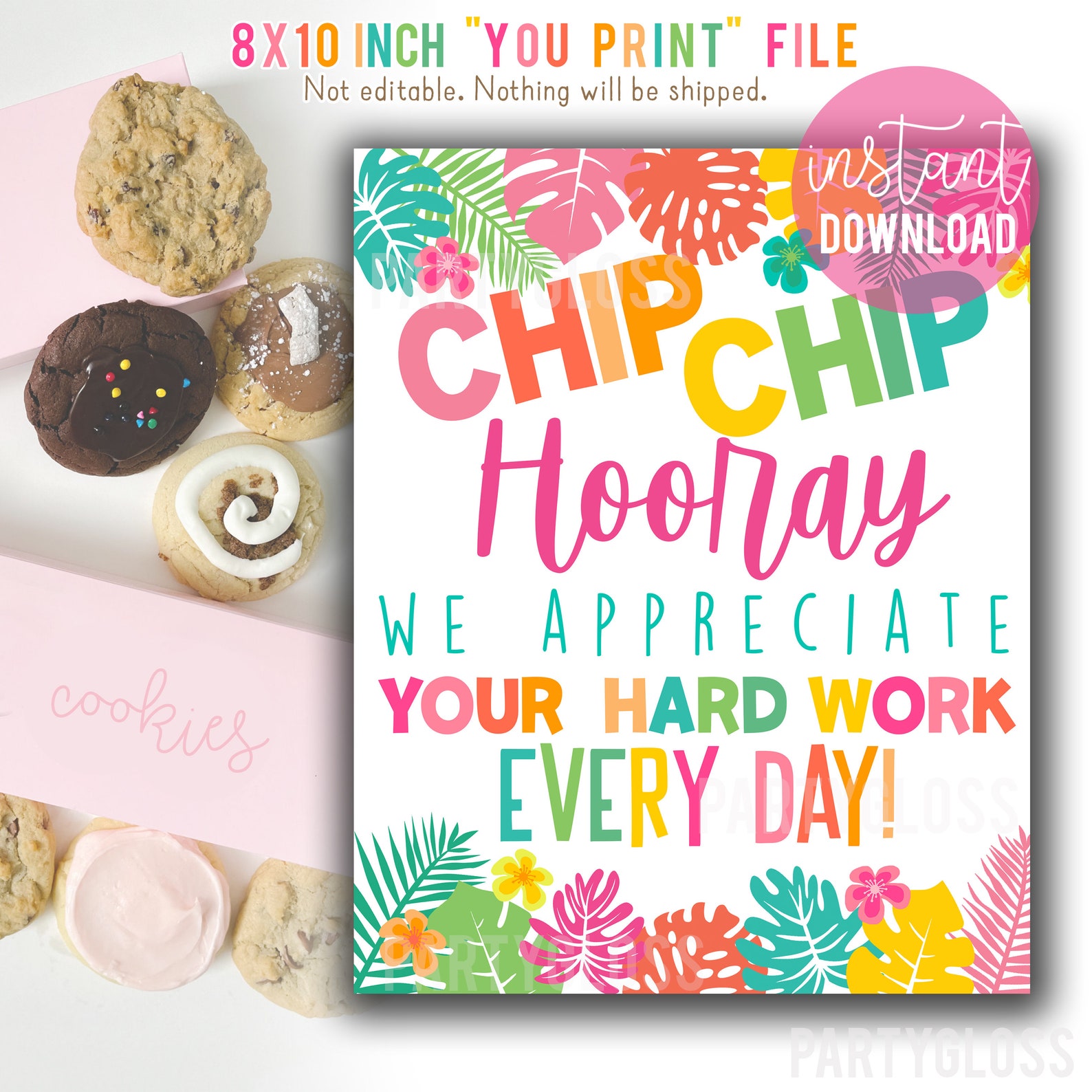 Teacher Appreciation 8x10 Printable, Chip Chip Hooray, Staff PTO PTA ...