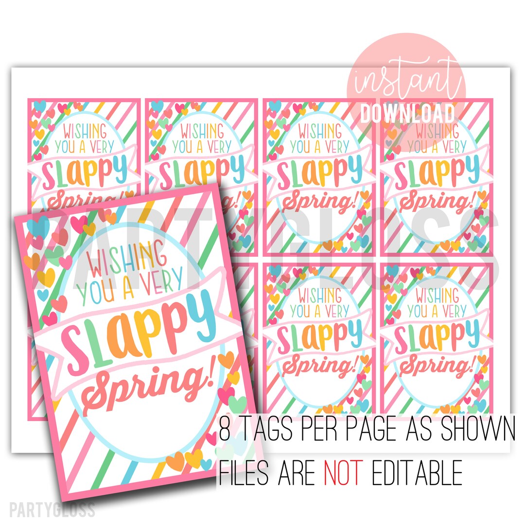 Slap Bracelet Spring Printable Tags, Slappy Easter Basket Card Class ...