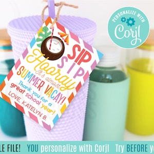 Editable End of Year Printable Gift Tags Teacher Appreciation Thank You ...