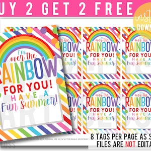 Over the Rainbow End of Year Printable Tags, Rainbow Candy Gift Tag Fun ...