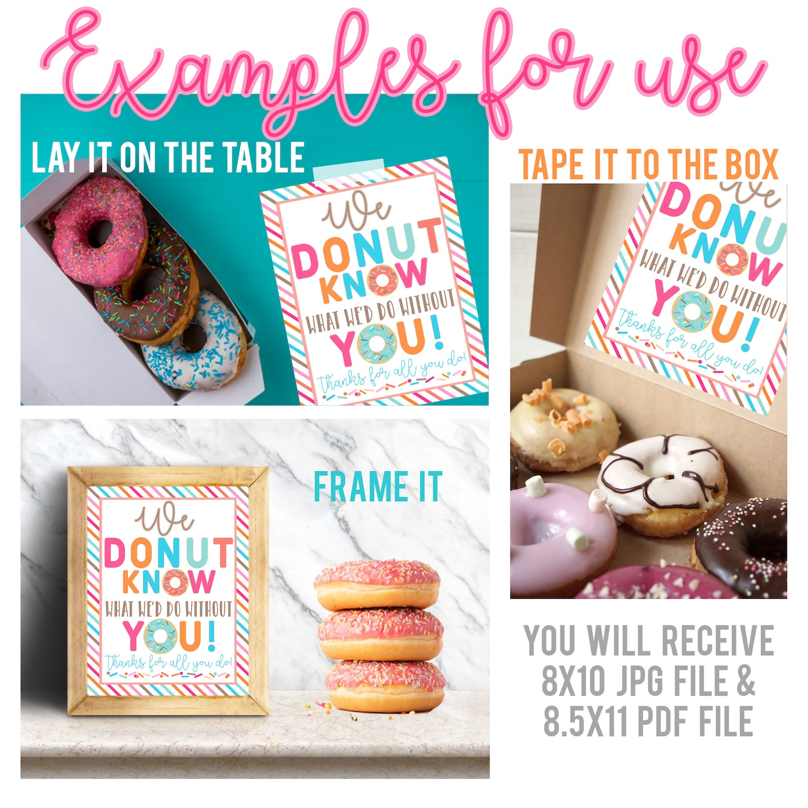 Donut Know What We'll Do Without You 8x10 Printable Sign, Doughnut ...