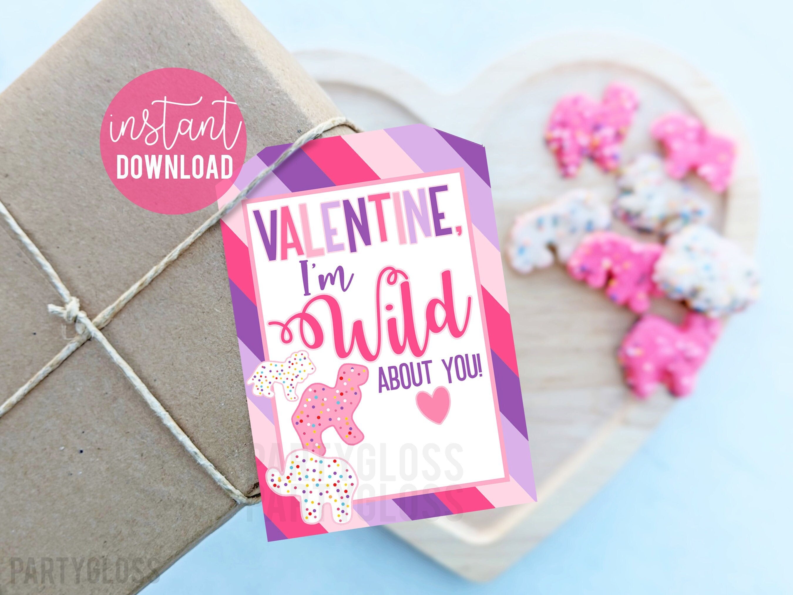 Animal Cookie Valentine's Day Printable Tag, Circus Valentine, Wild ...