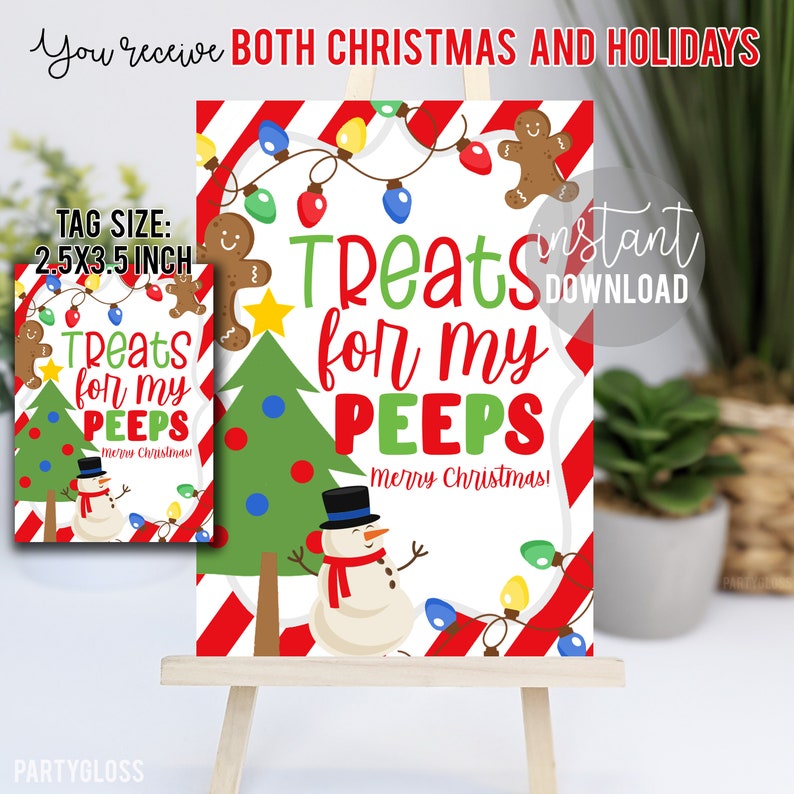 Treats for My Peeps Printable Tag Christmas Peeps Tag Peep | Etsy