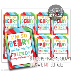 Gummy Bear Valentine's Day Printable Gift Tags, so Beary Glad We're ...
