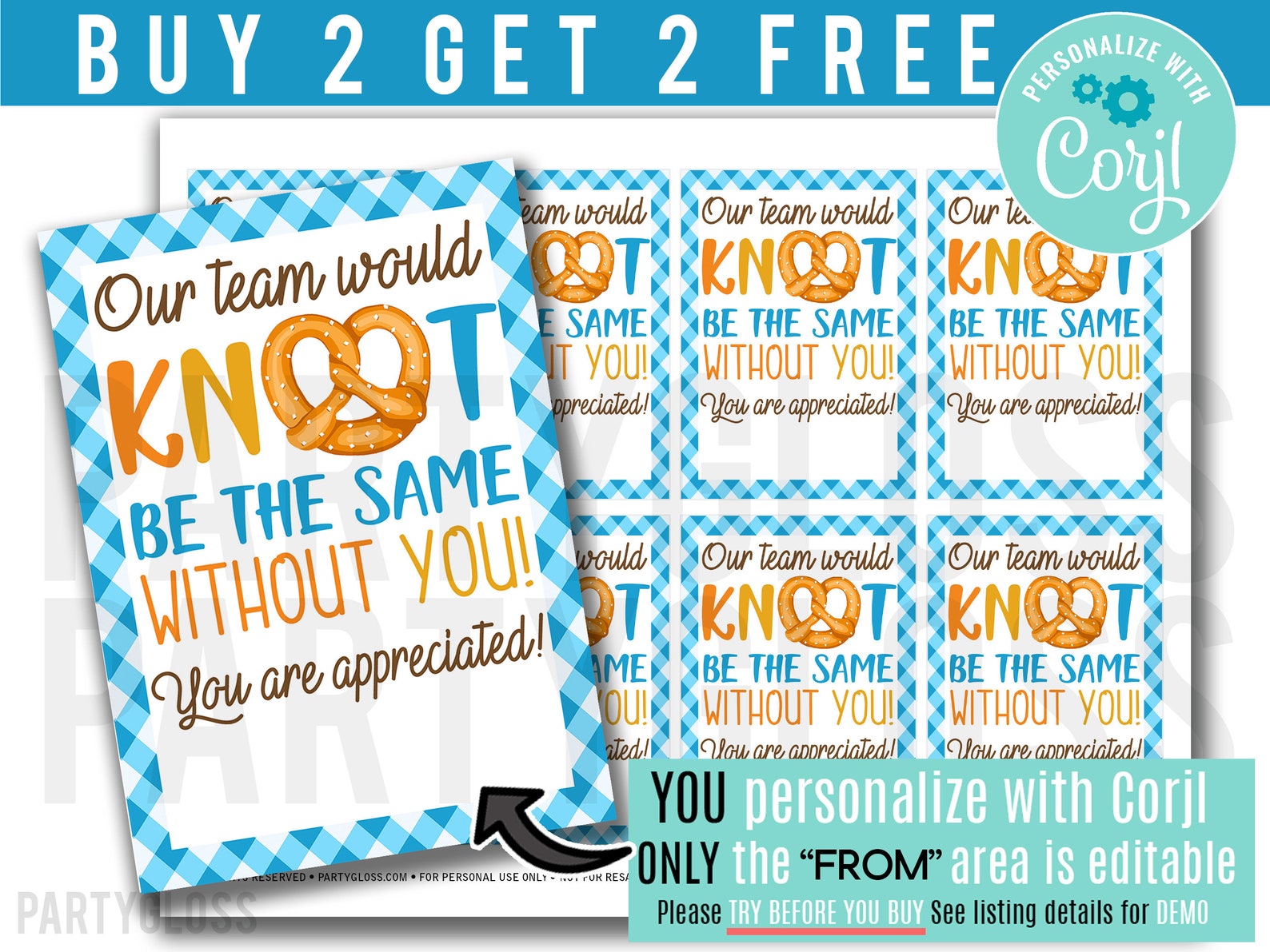 Editable Pretzel Team Appreciation Pretzels Printable Tags - Etsy