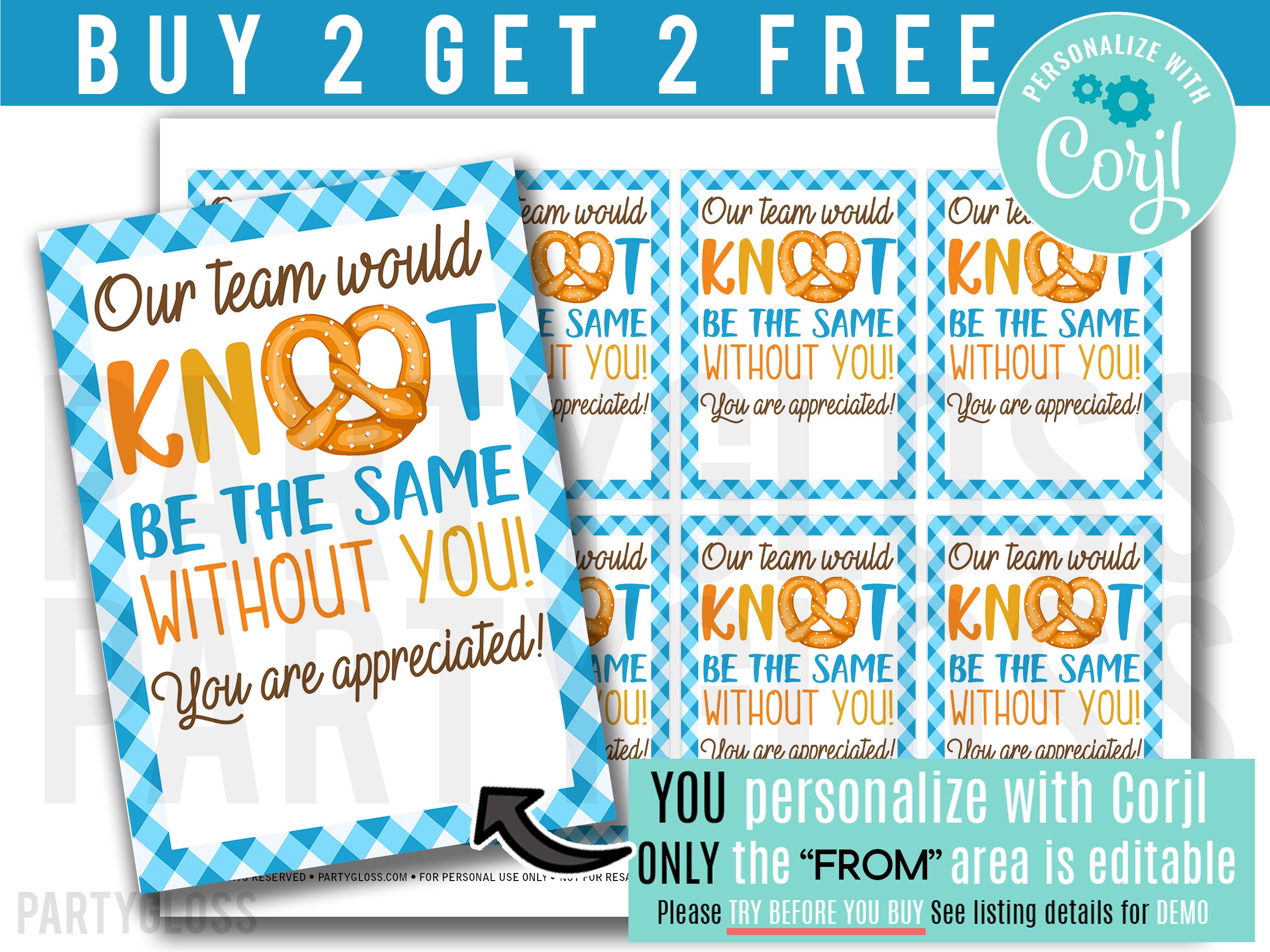 Editable Pretzel Team Appreciation Pretzels Printable Tags - Etsy