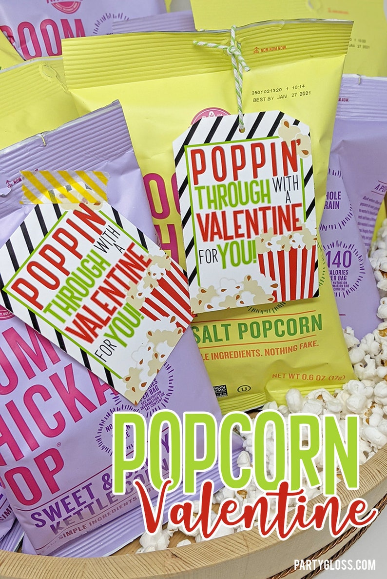 Popcorn Valentine's Day Printable Tags Poppin' Through Valentine Class ...