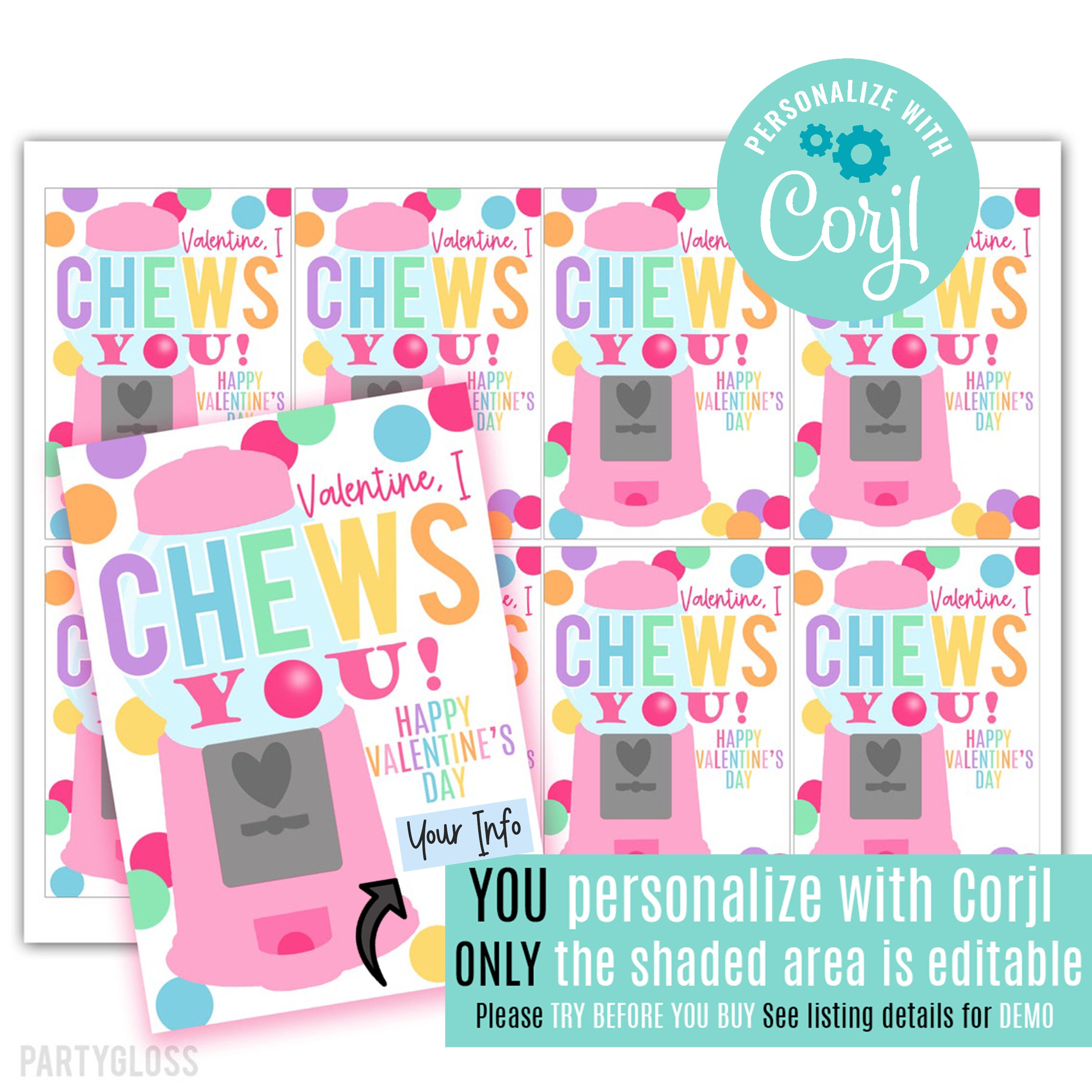 Editable Gumball Valentine's Day Printable Gumball | Etsy