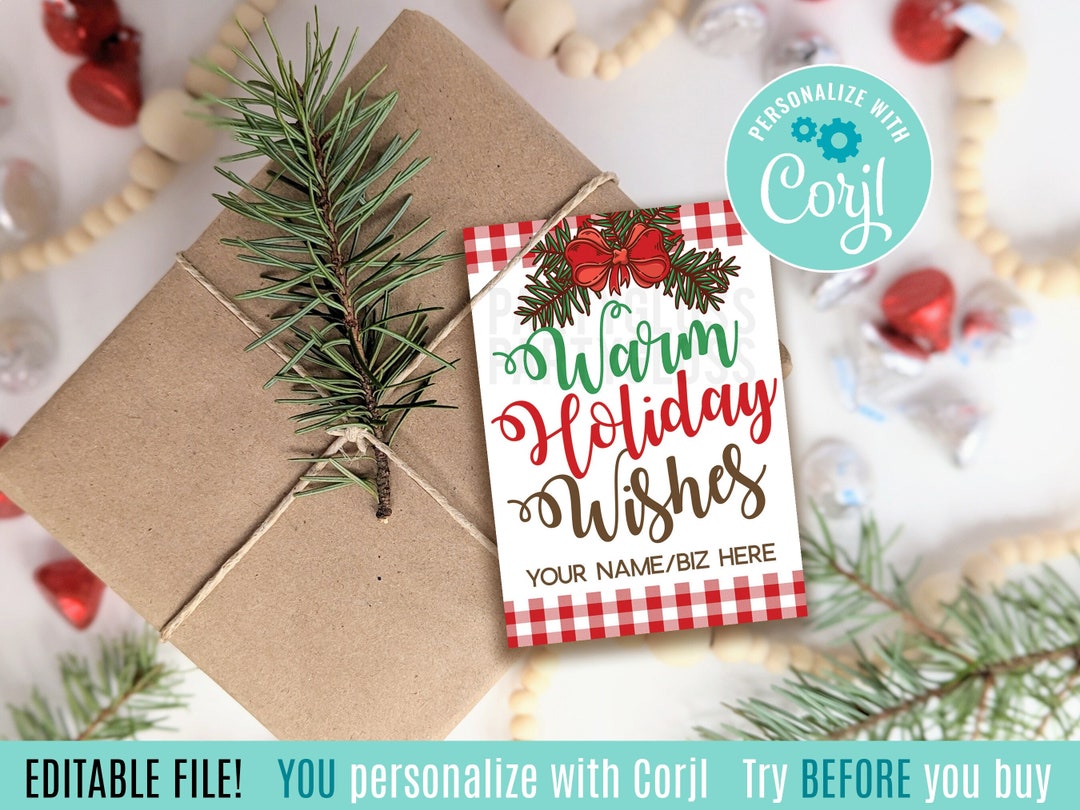 Editable Christmas Warm Holiday Wishes Appreciation Printable Tag ...