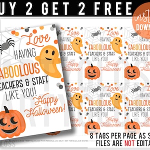 Teachers and Staff Appreciation Halloween Printable Gift Tags, School ...