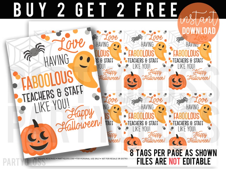 Teachers and Staff Appreciation Halloween Printable Gift Tags, School ...