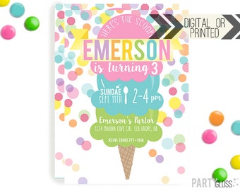 Ice Cream Invitation, Ice Cream Birthday Invitation, Ice Cream Party ...