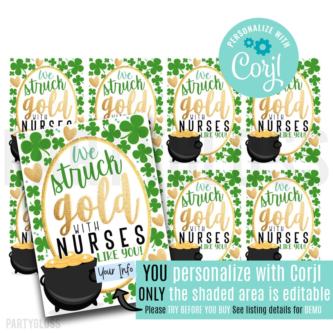 Editable Nurse Appreciation Printable Tag Thank You St. | Etsy