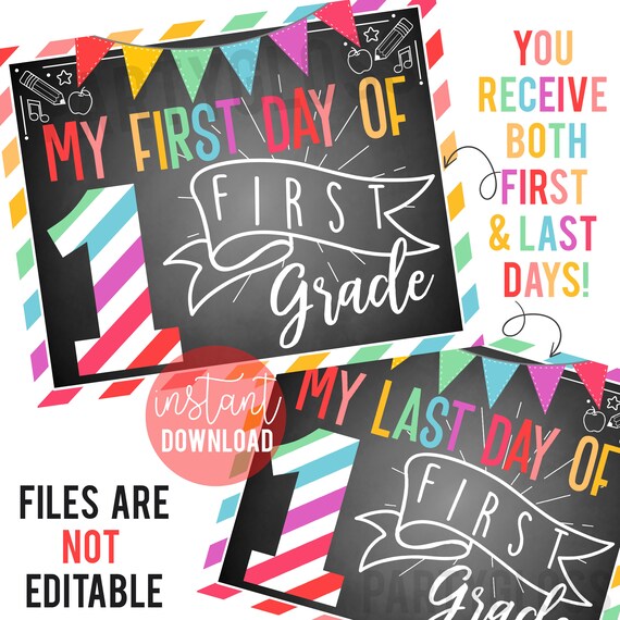 First Day of First Grade 8x10 Printable Sign Back to School - Etsy
