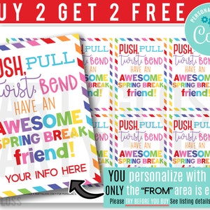 Editable Fidget Sensory Spring Break Printable Gift Tags, Non Food Push ...