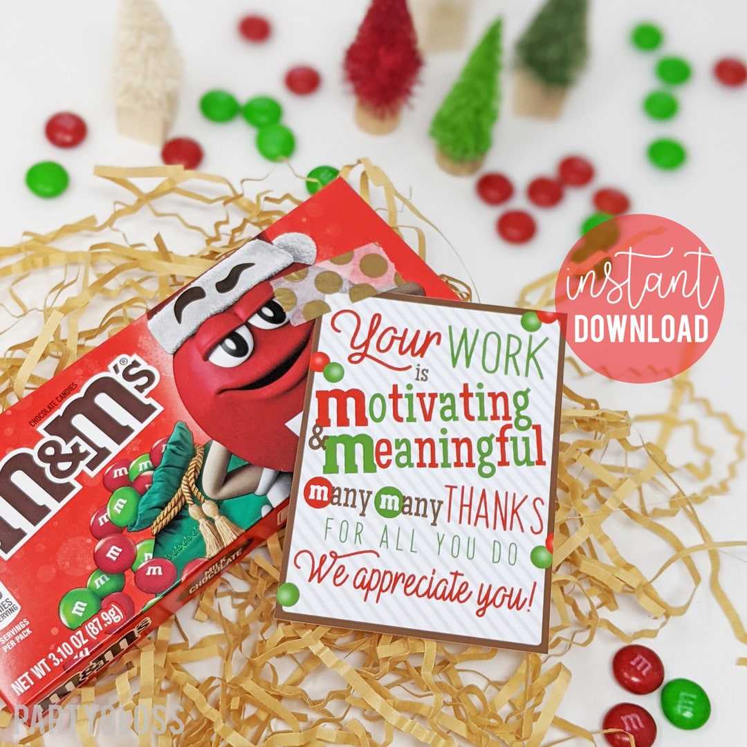 Christmas Holiday Appreciation Printable Gift Tags, MM Treat Tag ...