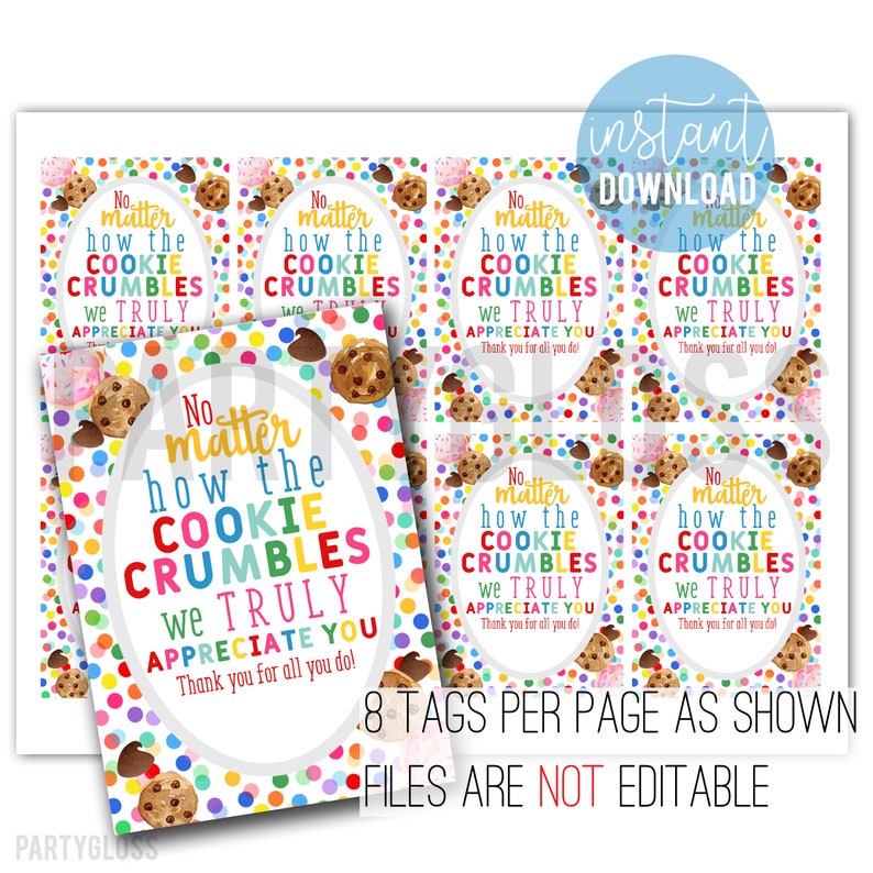 Crumble Cookie Appreciation Printable Tag Printable Cookie - Etsy